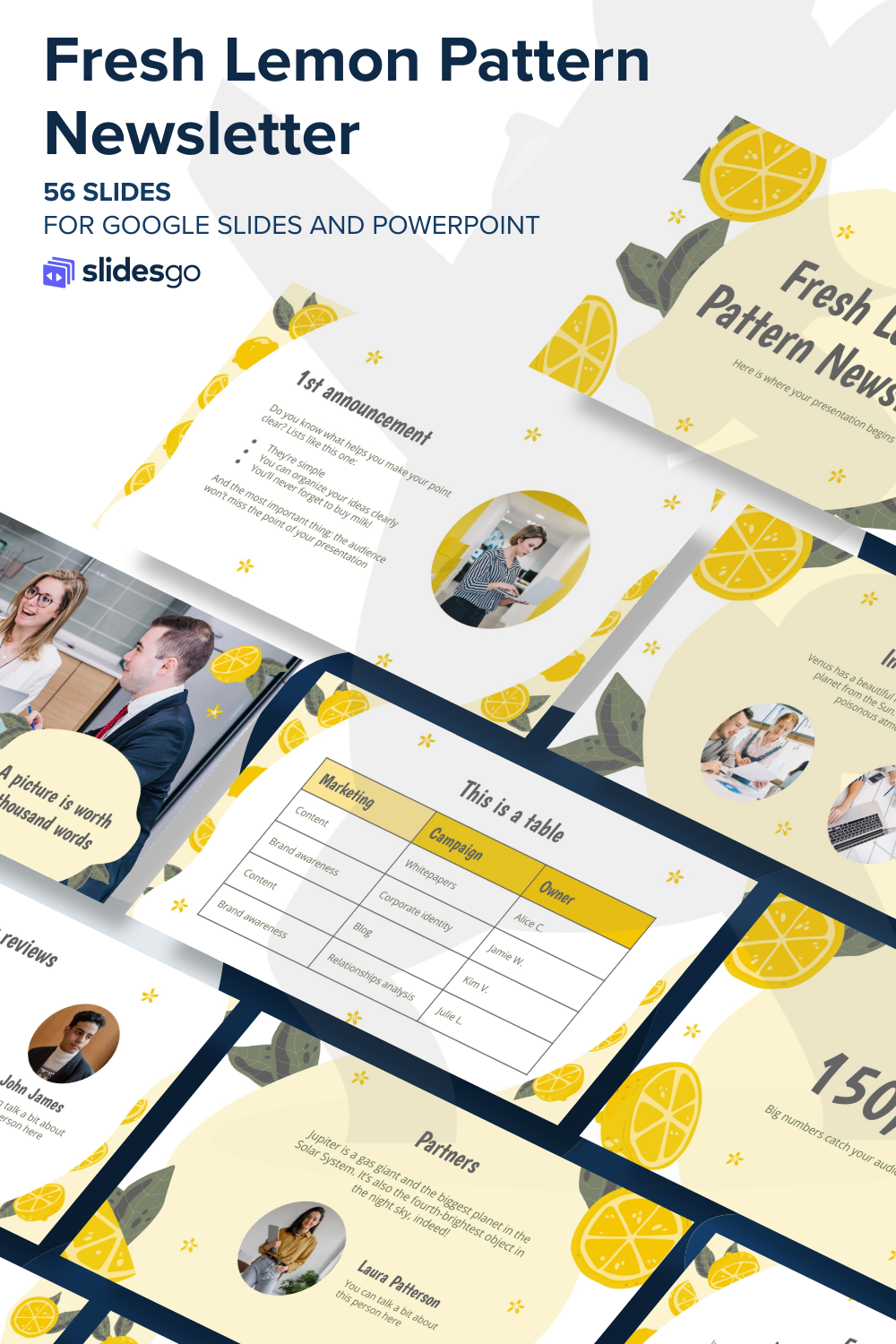 Fresh Lemon Pattern Newsletter | Google Slides & PowerPoint