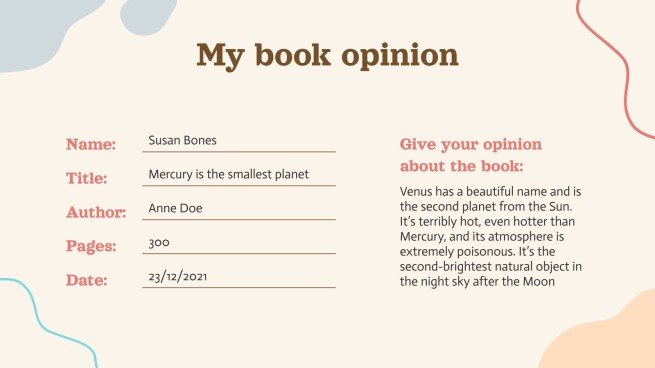 Wavy Book Report for Middle School | Google Slides & PPT