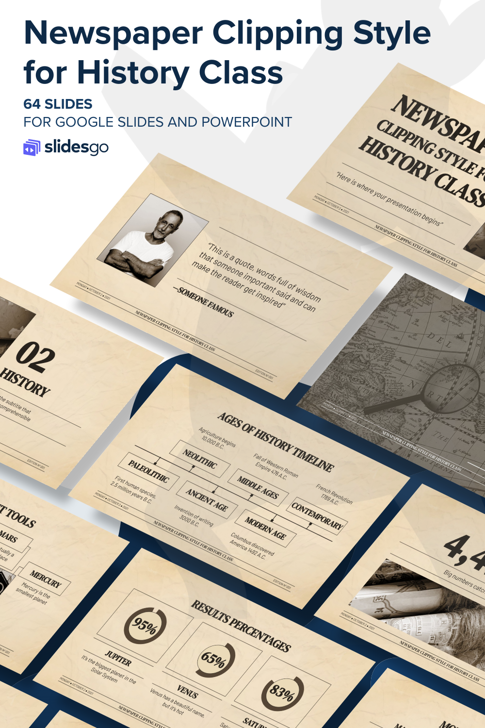 Newspaper Clipping Style: History Class | Google Slides & PPT