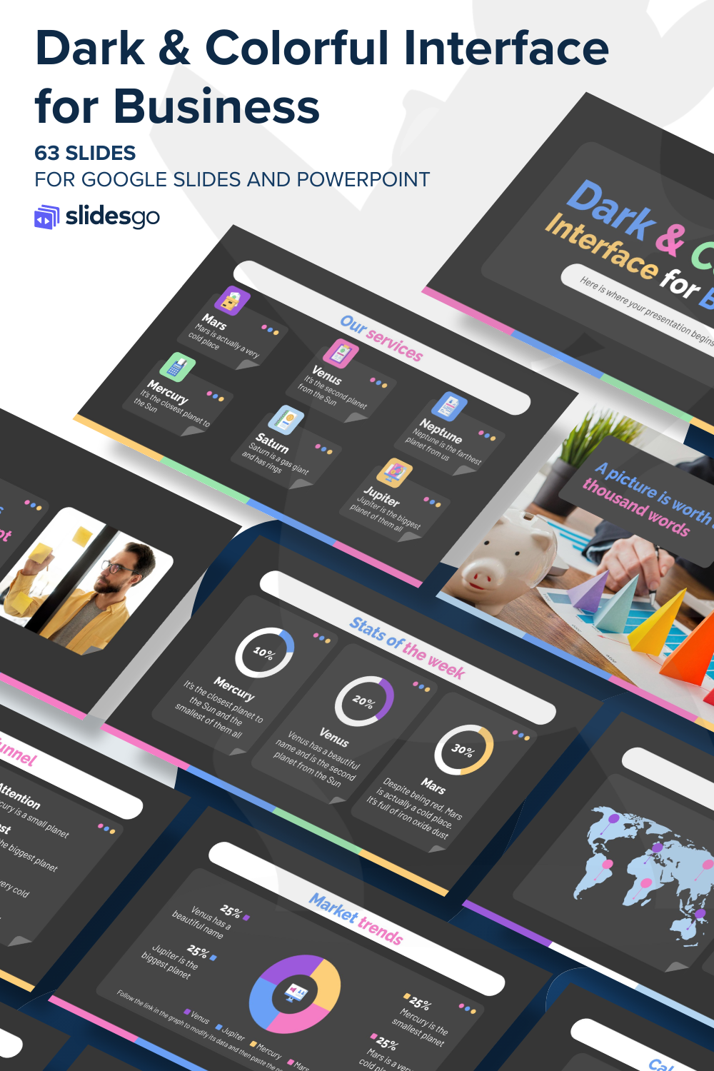 Dark & Colorful Interface for Business | Google Slides & PPT