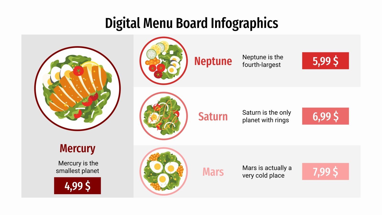 Infographies menu numérique | Google Slides et PowerPoint