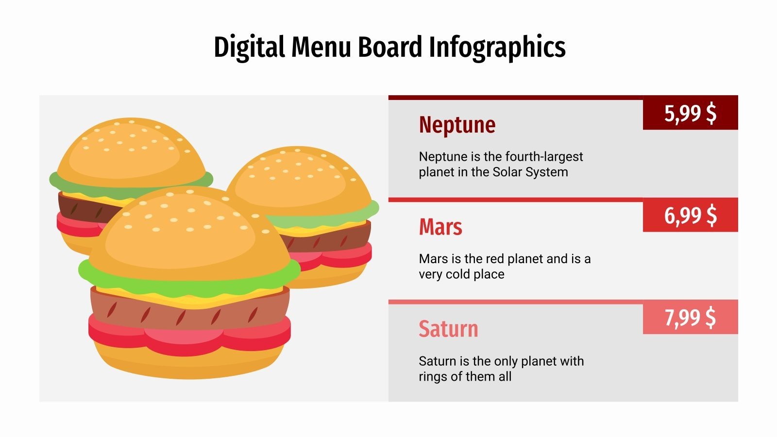 Infographies menu numérique | Google Slides et PowerPoint