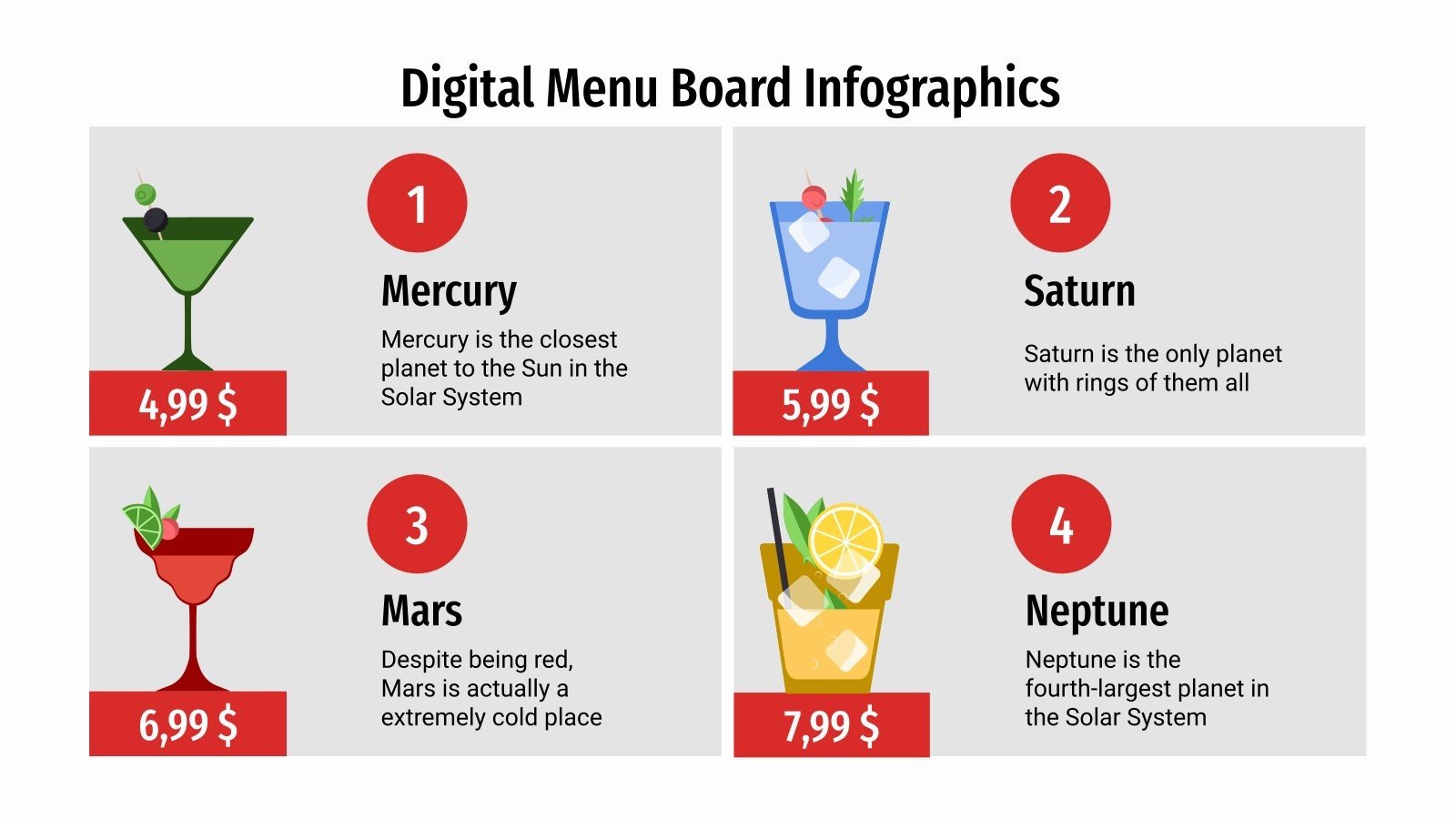 Infographies menu numérique | Google Slides et PowerPoint