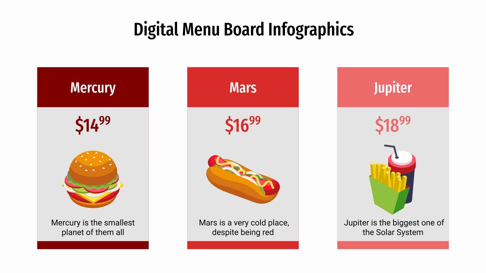 Infographies menu numérique | Google Slides et PowerPoint