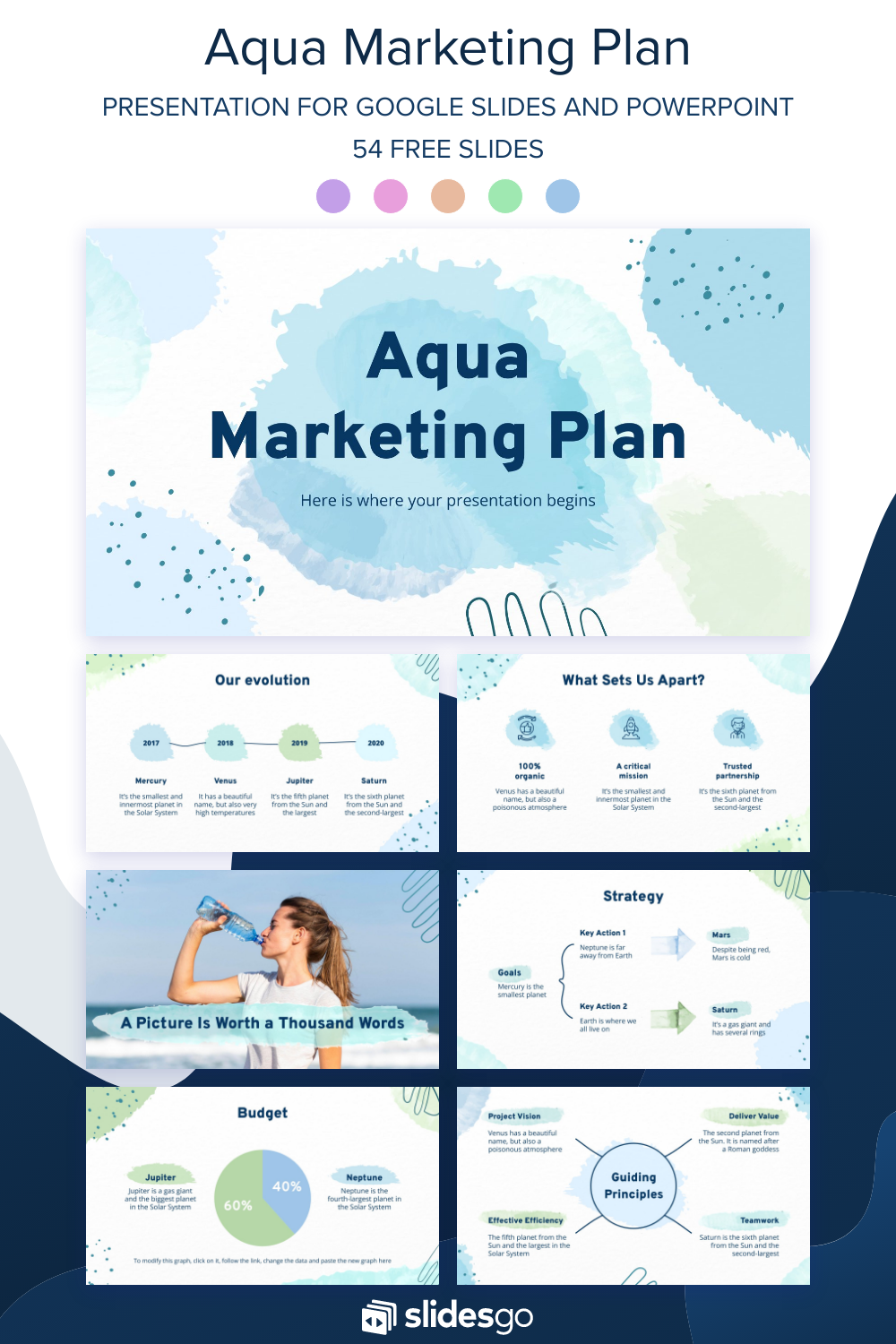 Aqua Marketing Plan Google Slides & PowerPoint template