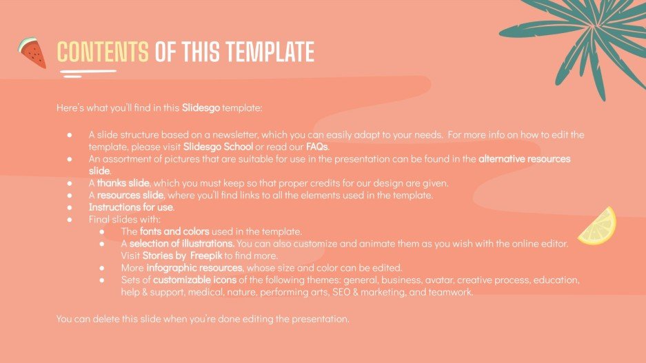 Summer Newsletter Google Slides theme and PPT template