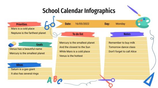 School Calendar Infographics | Google Slides & PowerPoint