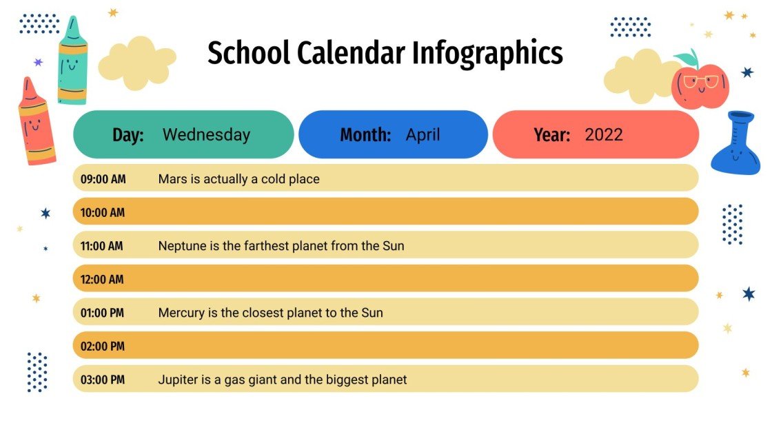 School Calendar Infographics | Google Slides & PowerPoint