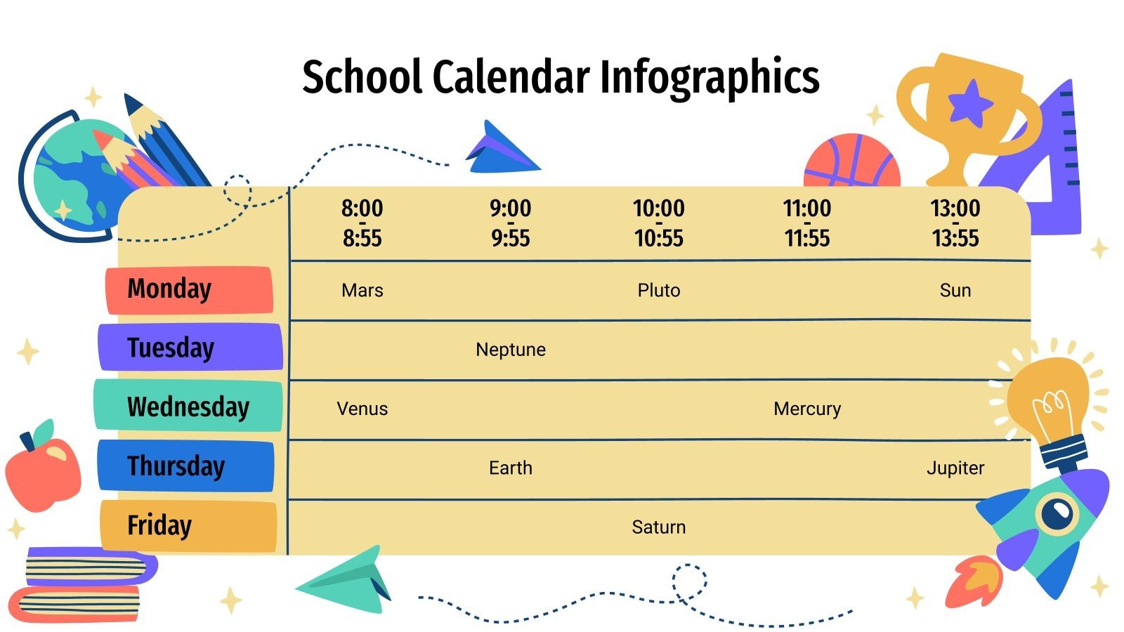 Infografías de calendario escolar | Google Slides y PowerPoint