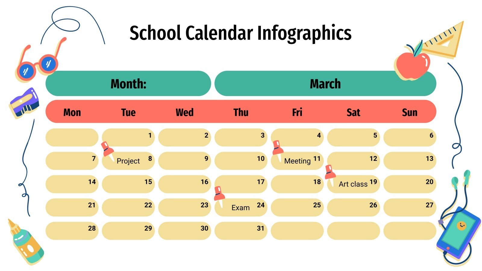 School Calendar Infographics | Google Slides & PowerPoint