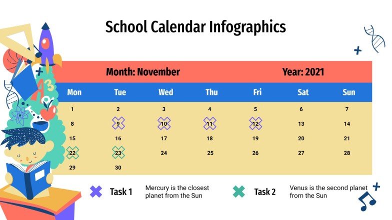 School Calendar Infographics | Google Slides & PowerPoint