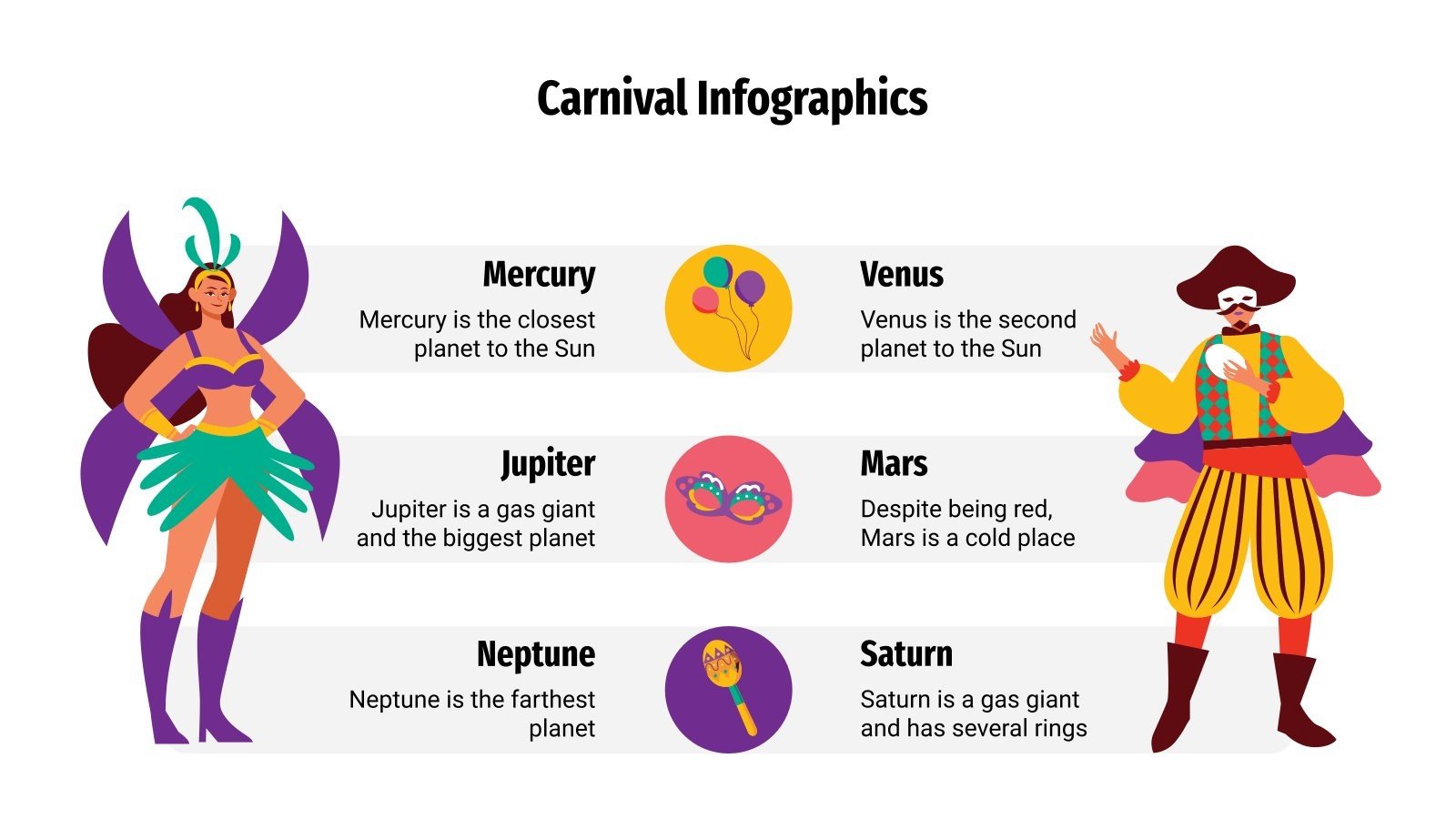 Infográficos do Carnaval | Google Slides e PowerPoint