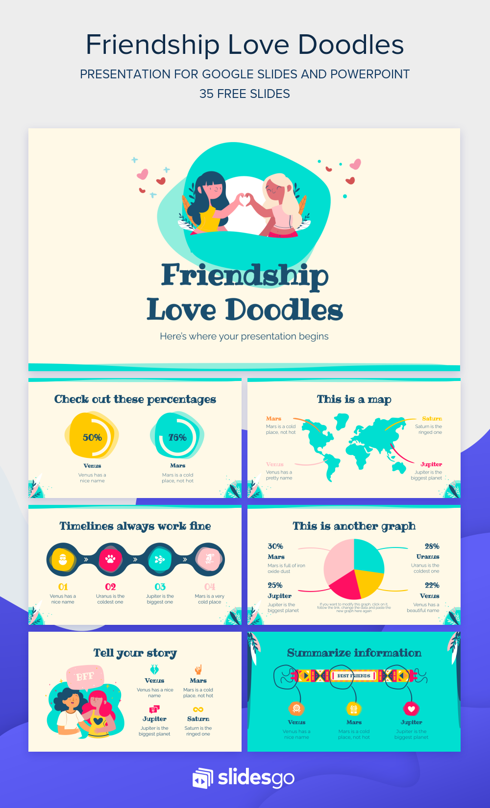 Friendship Love Doodles | Google Slides and PPT template