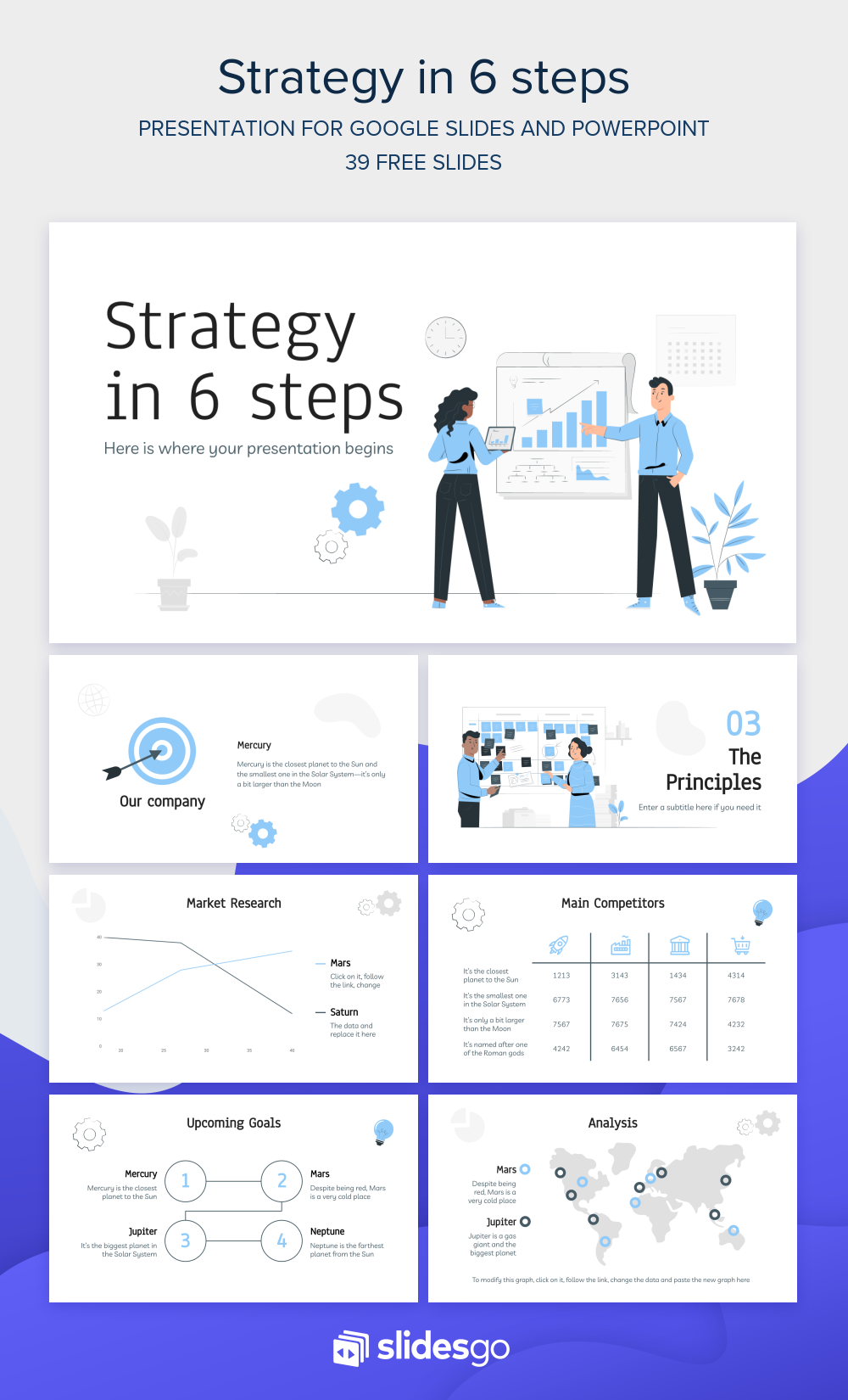 Strategy in 6 Steps | Google Slides & PowerPoint template