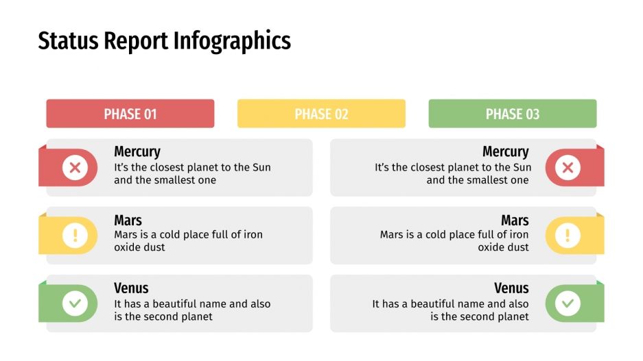 Free Status Report Infographics for Google Slides and PowerPoint