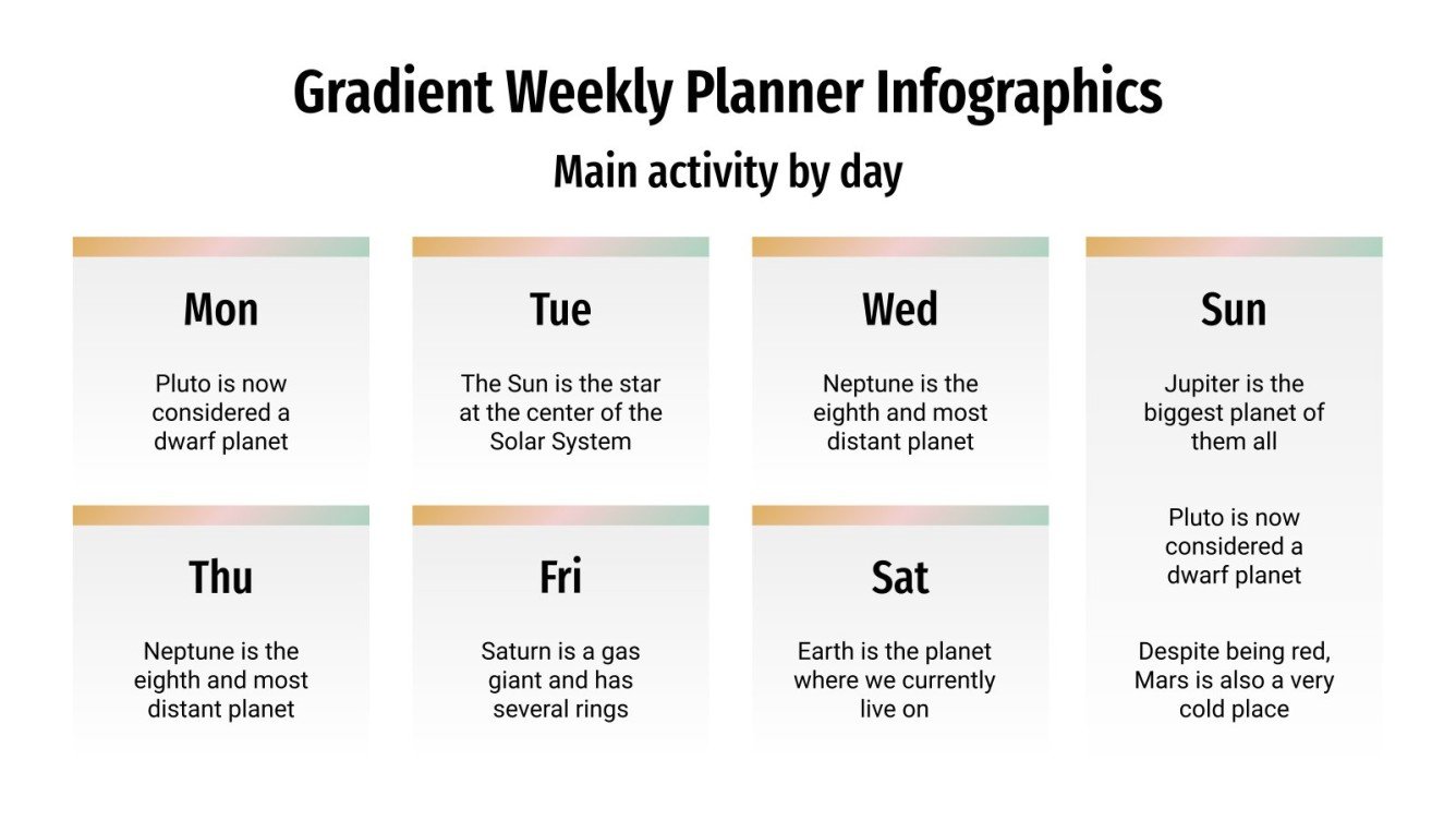 Gradient Weekly Planner Infographics | Google Slides & PPT