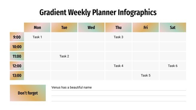 Gradient Weekly Planner Infographics | Google Slides & PPT
