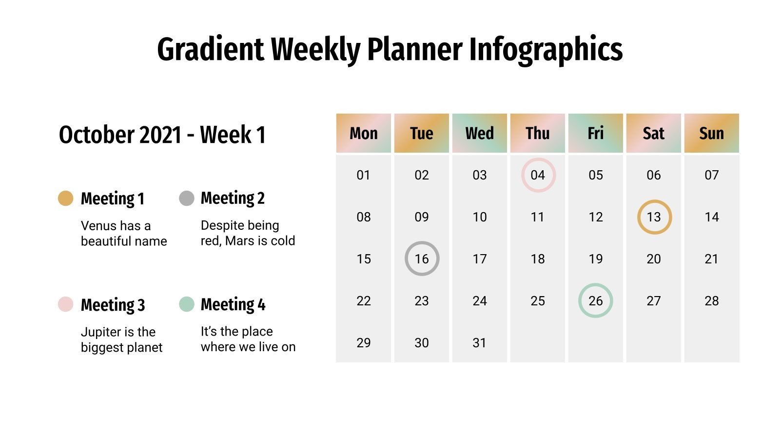 Gradient Weekly Planner Infographics | Google Slides & PPT