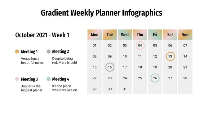 Gradient Weekly Planner Infographics | Google Slides & PPT