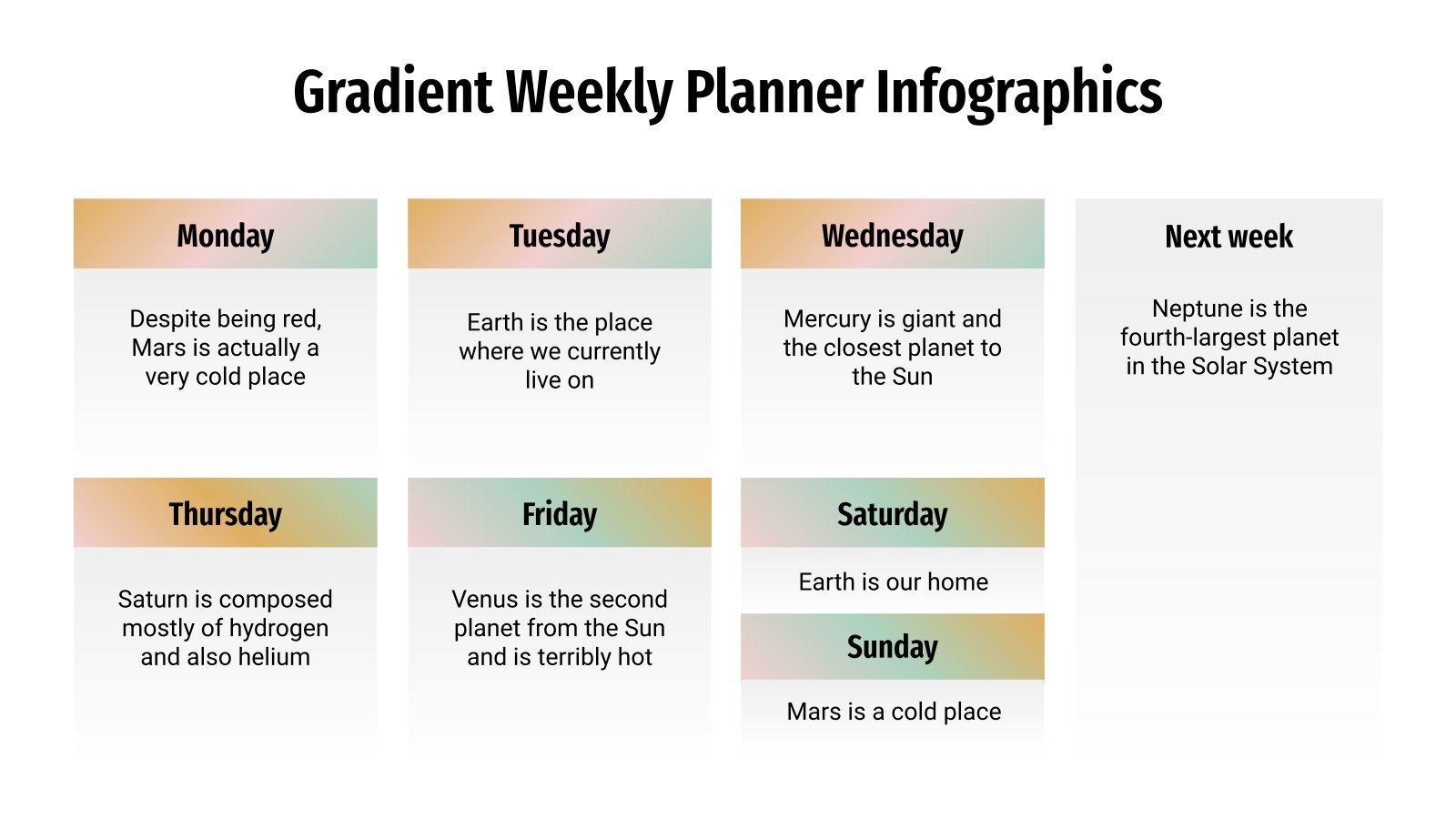 Gradient Weekly Planner Infographics | Google Slides & PPT