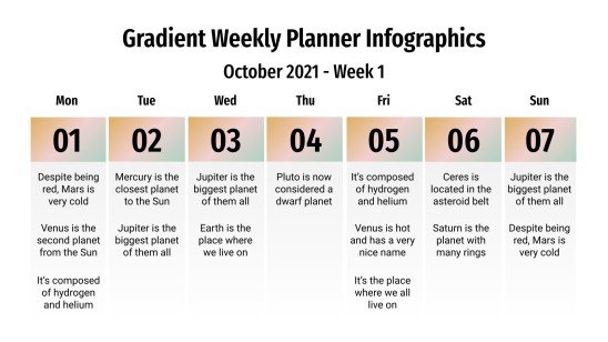 Gradient Weekly Planner Infographics | Google Slides & PPT
