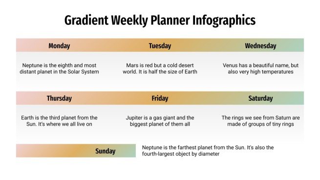 Gradient Weekly Planner Infographics | Google Slides & PPT