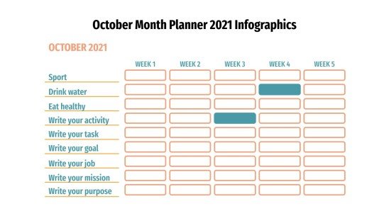 October Month Planner 2021 Infographics | Google Slides & PPT