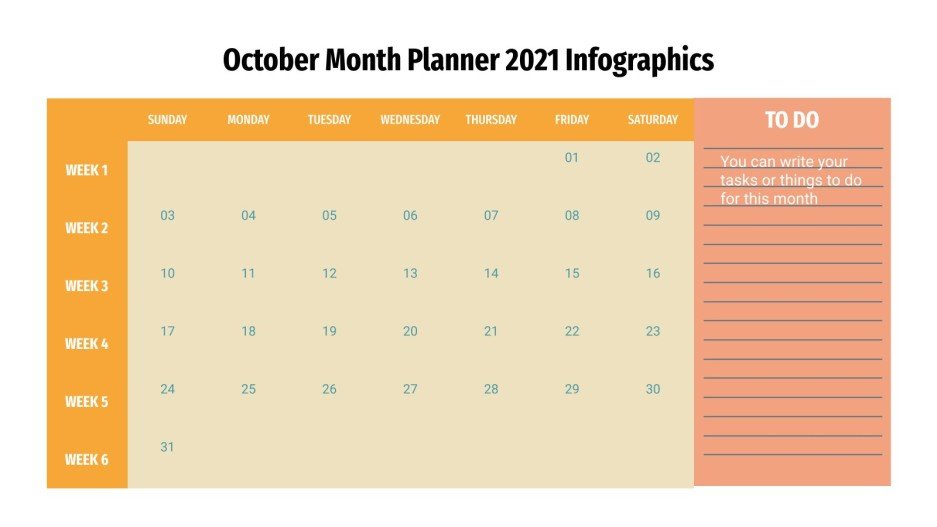 October Month Planner 2021 Infographics | Google Slides & PPT