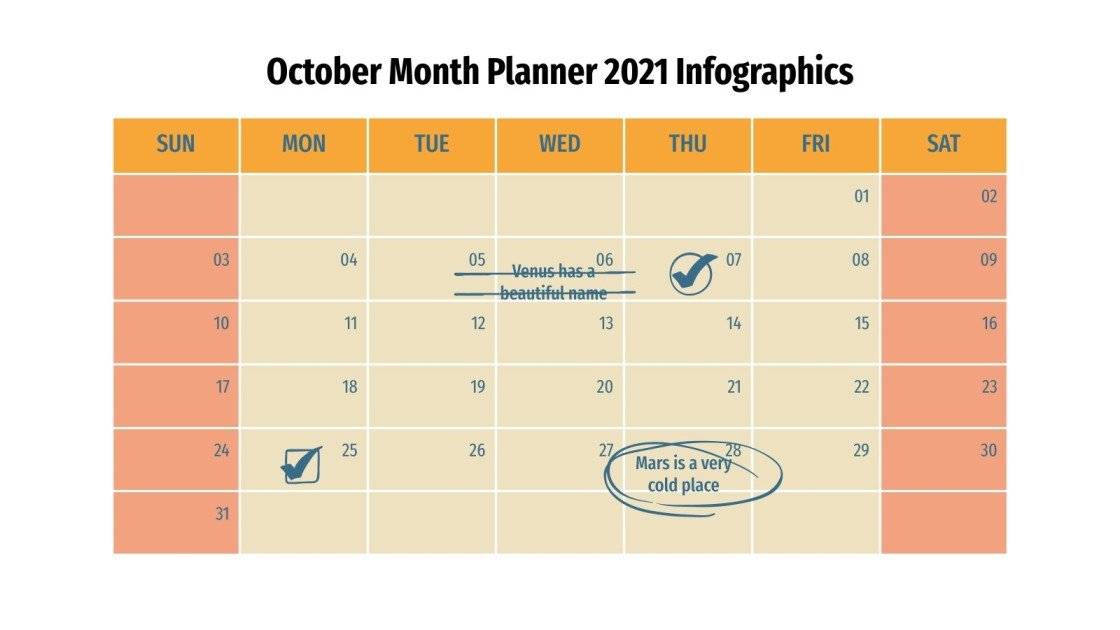 October Month Planner 2021 Infographics | Google Slides & PPT