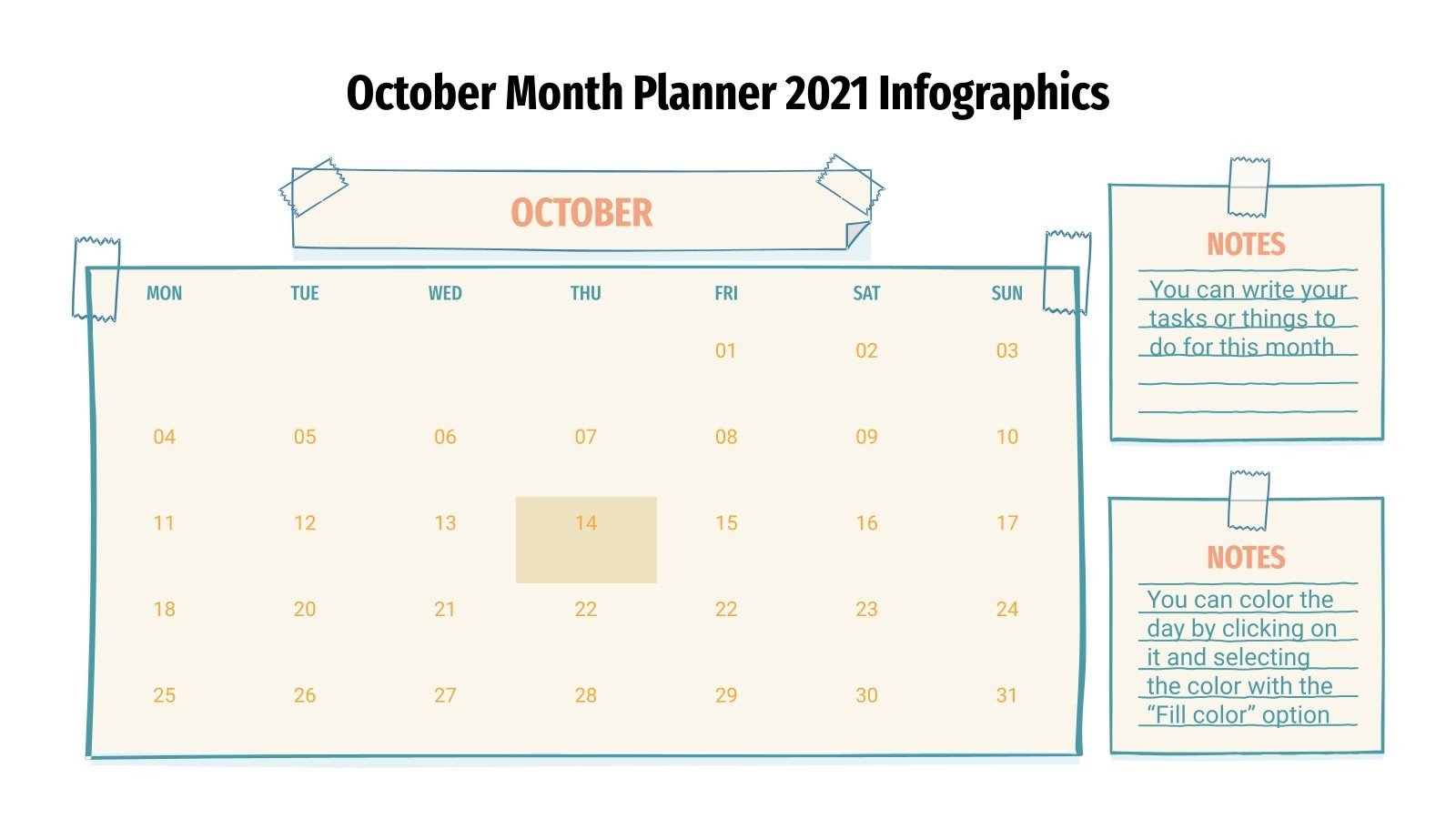 October Month Planner 2021 Infographics | Google Slides & PPT