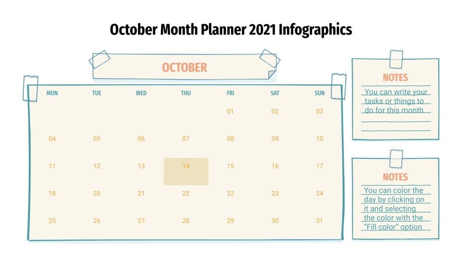 October Month Planner 2021 Infographics | Google Slides & PPT