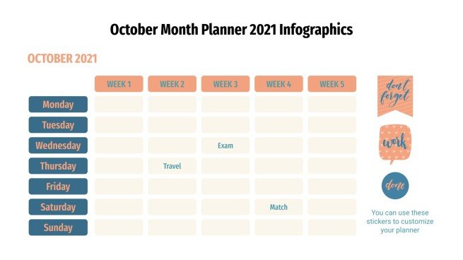 October Month Planner 2021 Infographics | Google Slides & PPT
