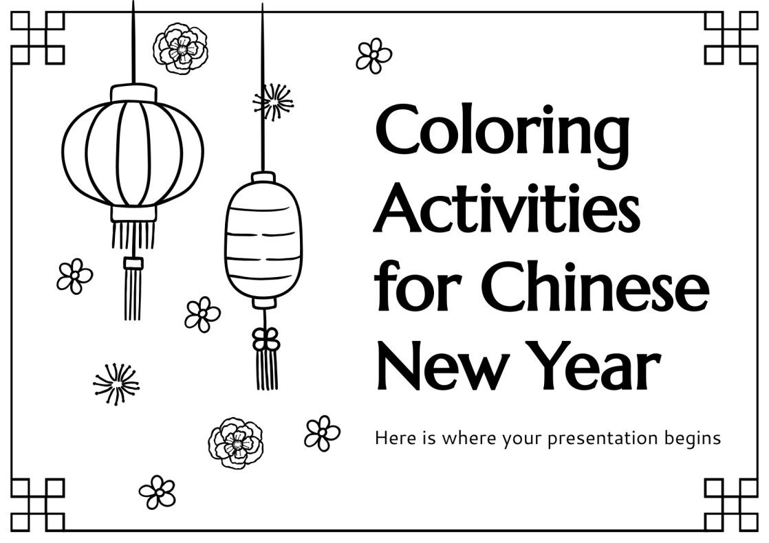 Nouvel an chinois : feuilles à colorier | Google Slides et PPT