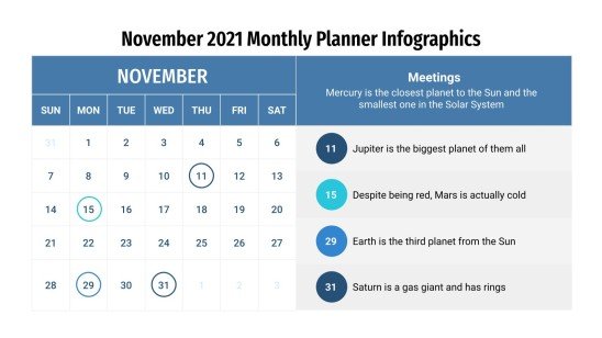 Calendarios de noviembre 2021 | Google Slides y PowerPoint
