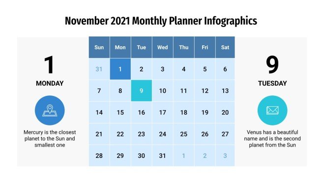 Calendarios de noviembre 2021 | Google Slides y PowerPoint