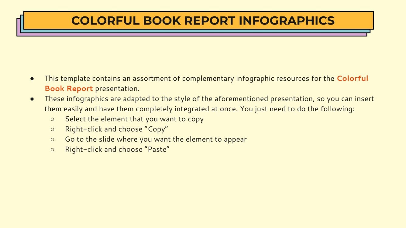 Colorful Book Report Infographics | Google Slides & PowerPoint