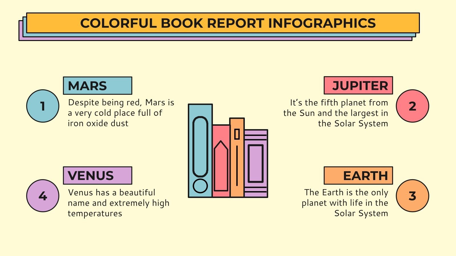 Colorful Book Report Infographics | Google Slides & PowerPoint