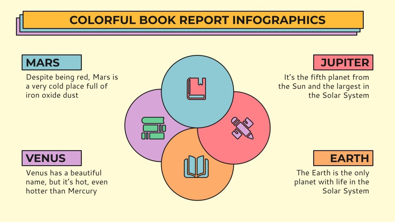 Colorful Book Report Infographics | Google Slides & PowerPoint
