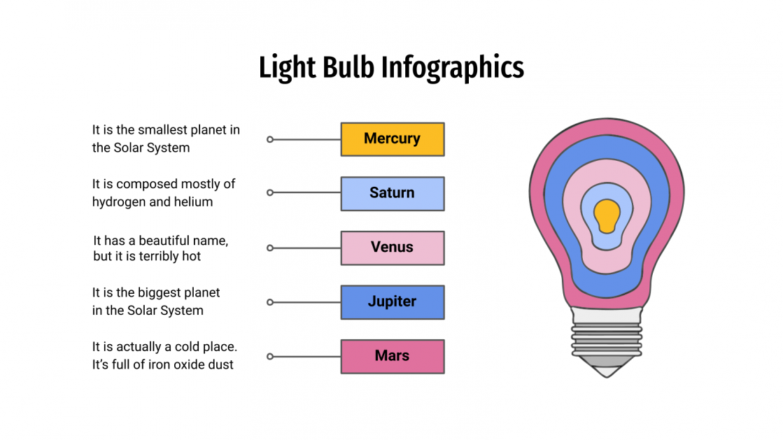 Infographies ampoules | Modèle Google Slides et PPT