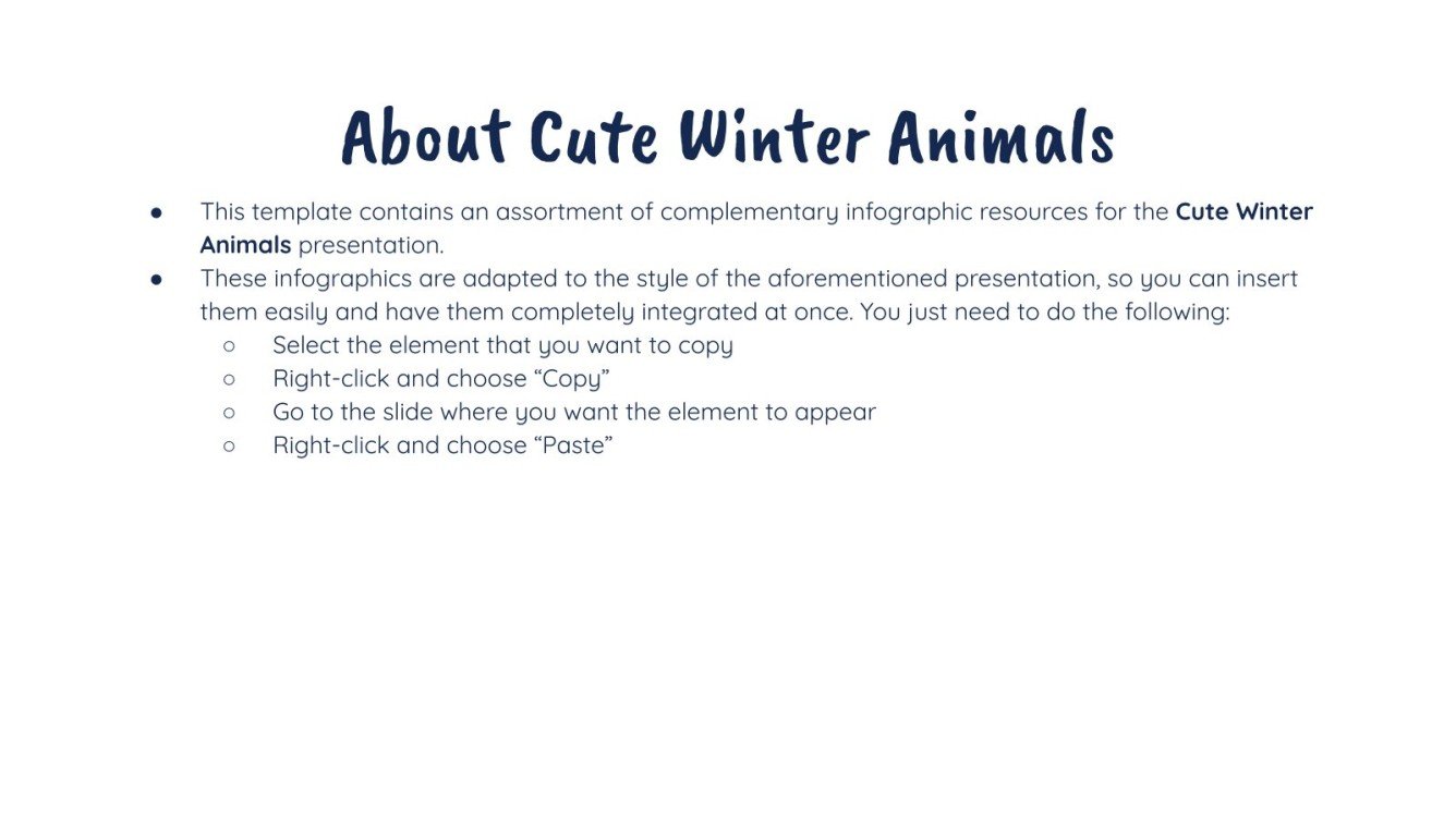 Infographies Animaux d’hiver mignons | Google Slides et PPT