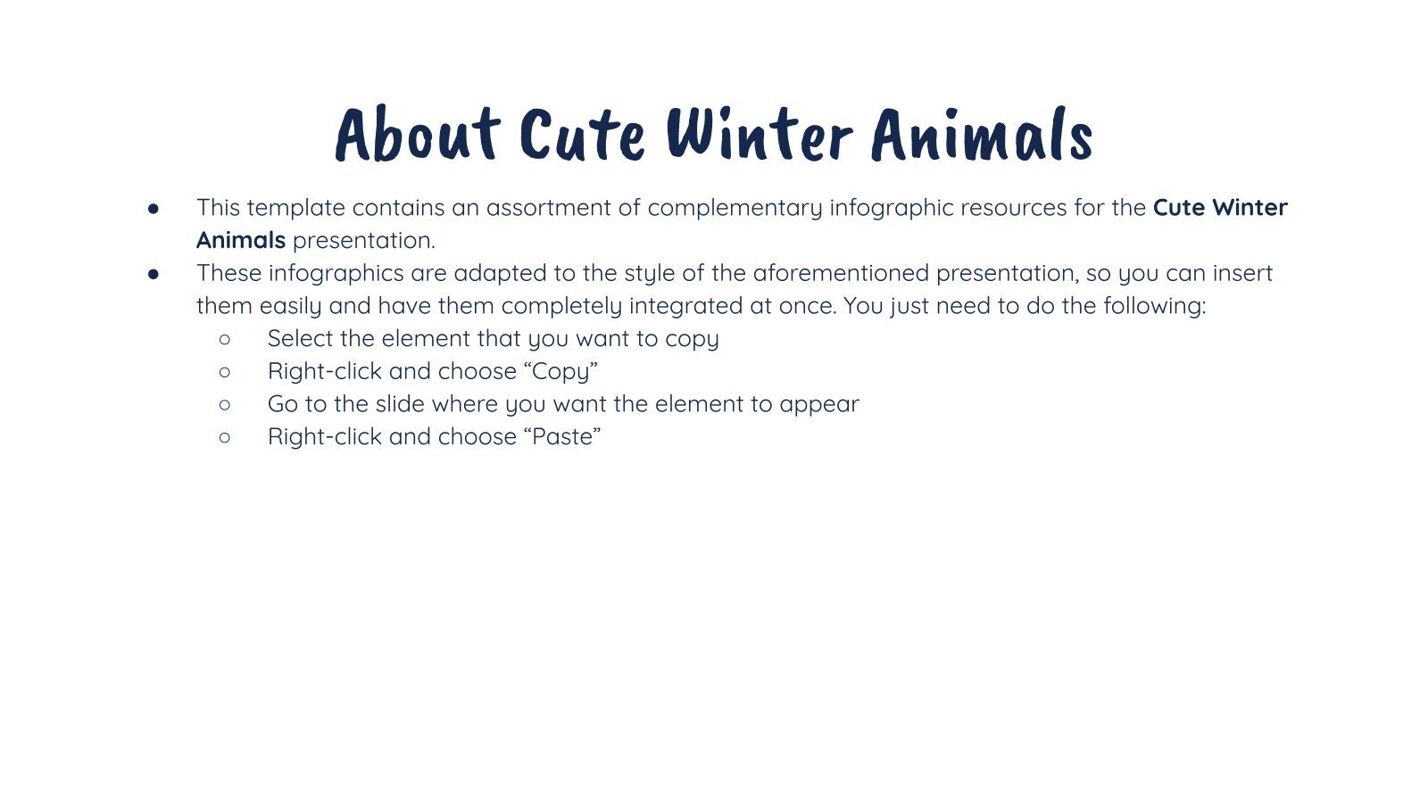 Infografías bonitos animales de invierno | Google Slides y PPT