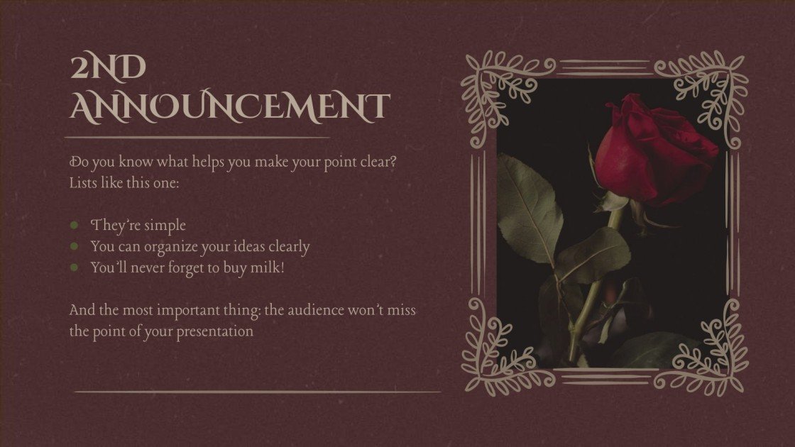 Newsletter com estética "Dark Academia" | Google Slides e PPT