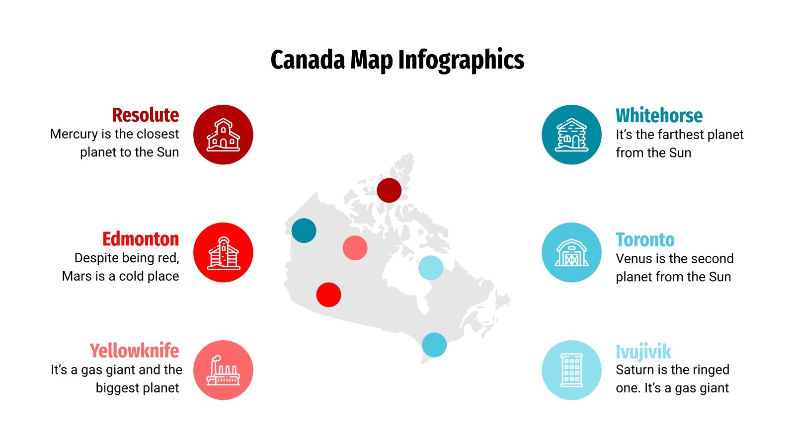 Infográficos com mapas do Canadá | Tema do Google Slides e PPT