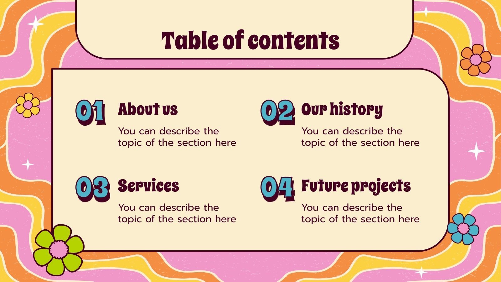 Retro 60s Groovy Company Profile | Google Slides & PowerPoint