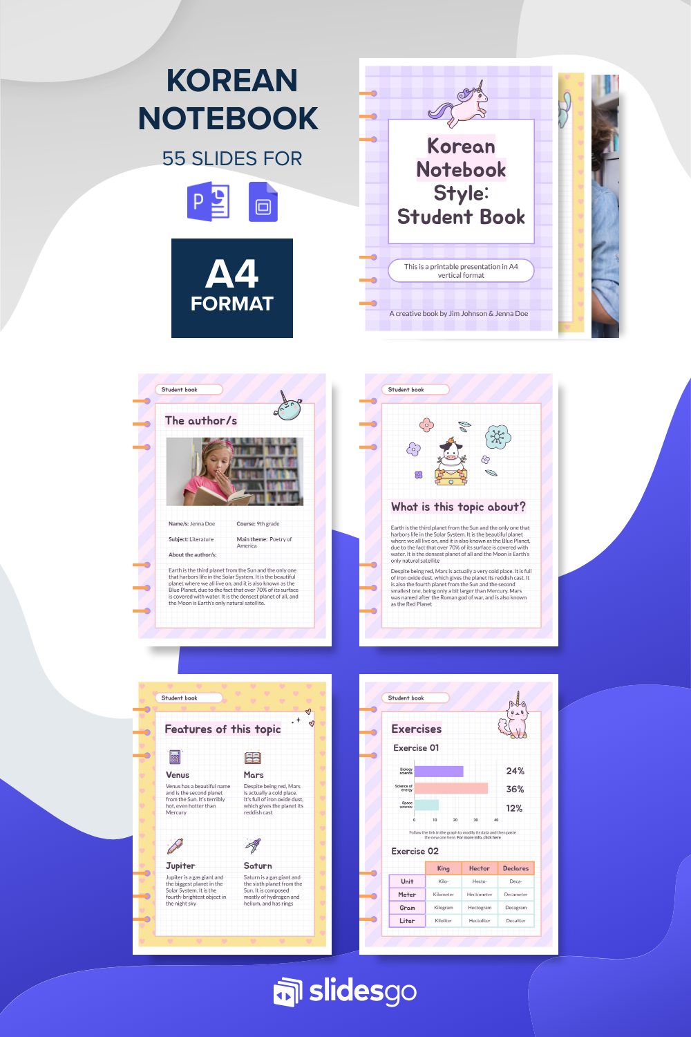 Korean Notebook Style: Student Book | Google Slides & PPT