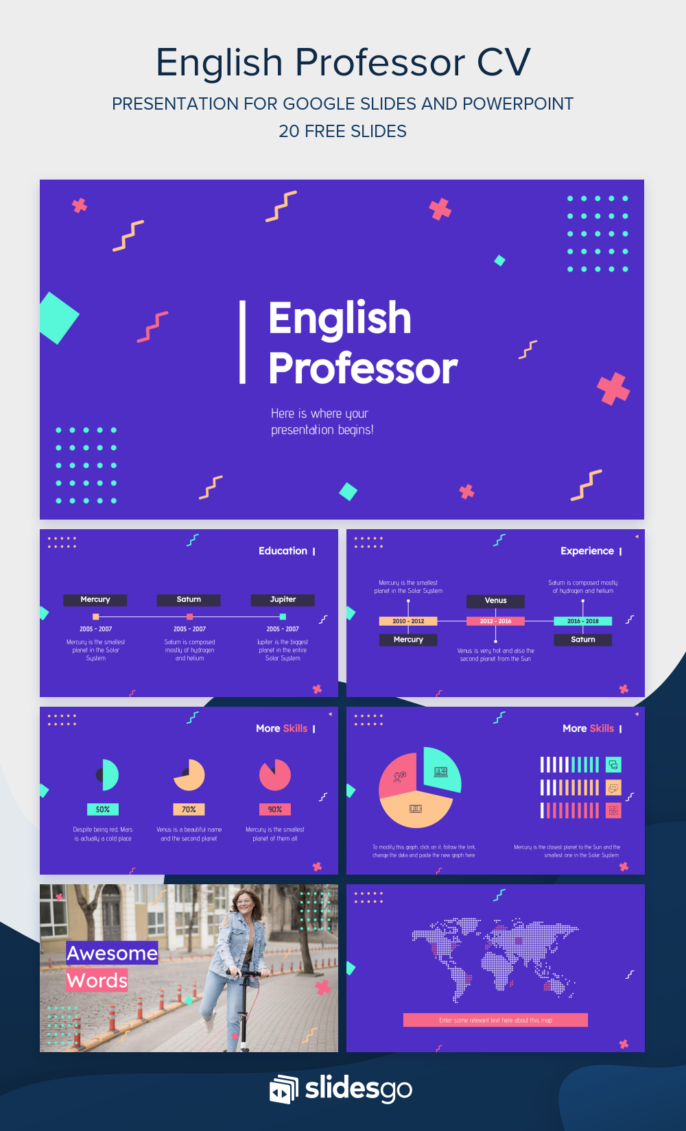 English Professor CV Google Slides theme & PPT template