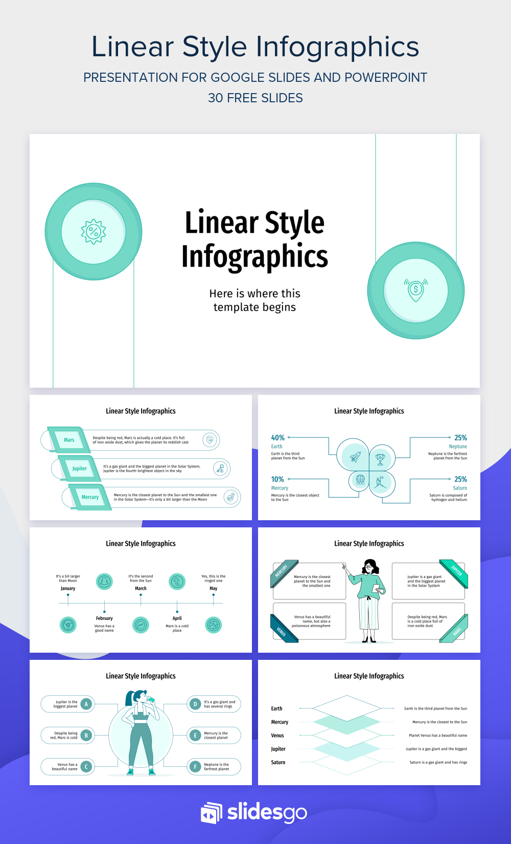 Linear Style Infographics Google Slides and PowerPoint template