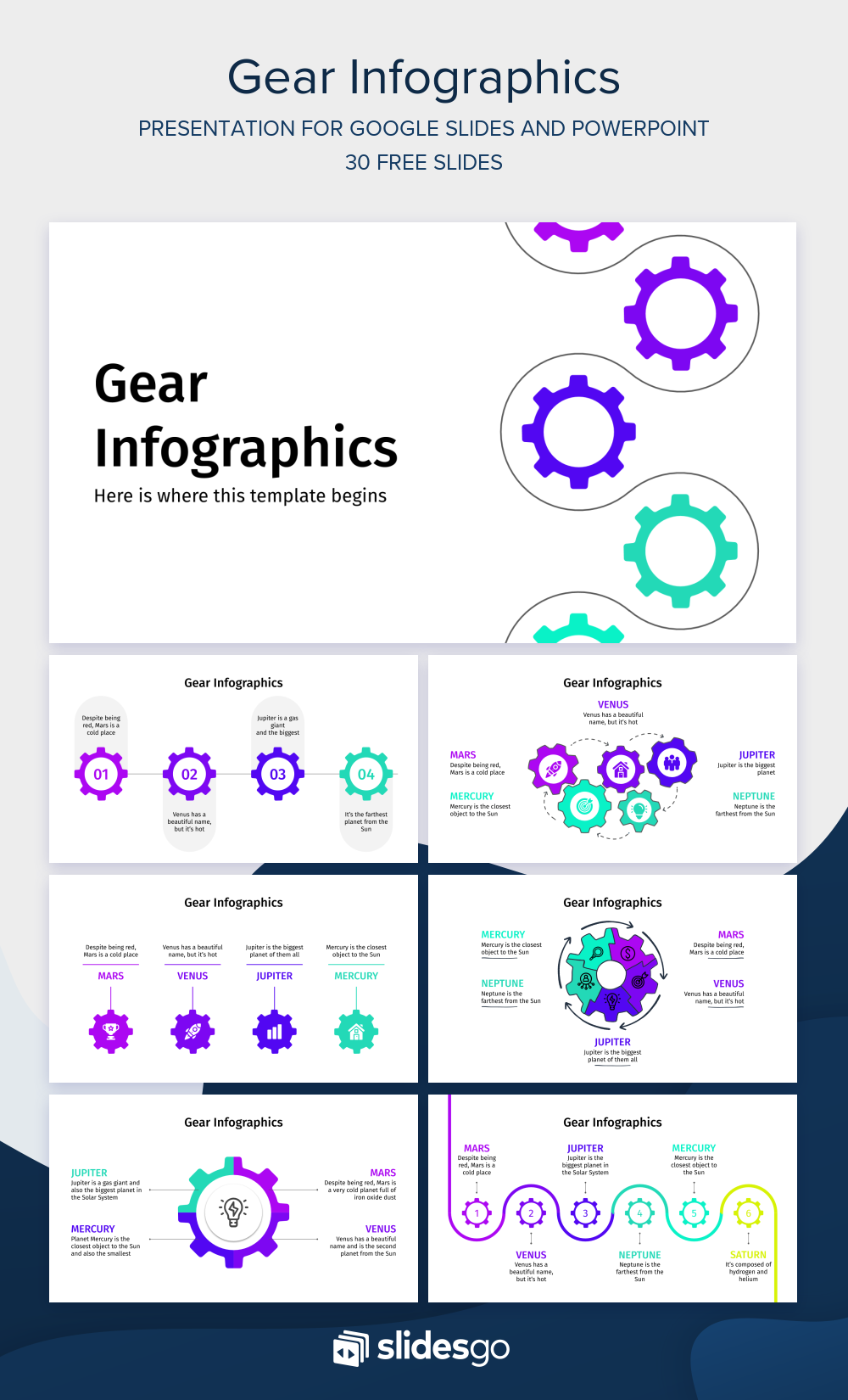 Gear Infographics Google Slides theme and PowerPoint template