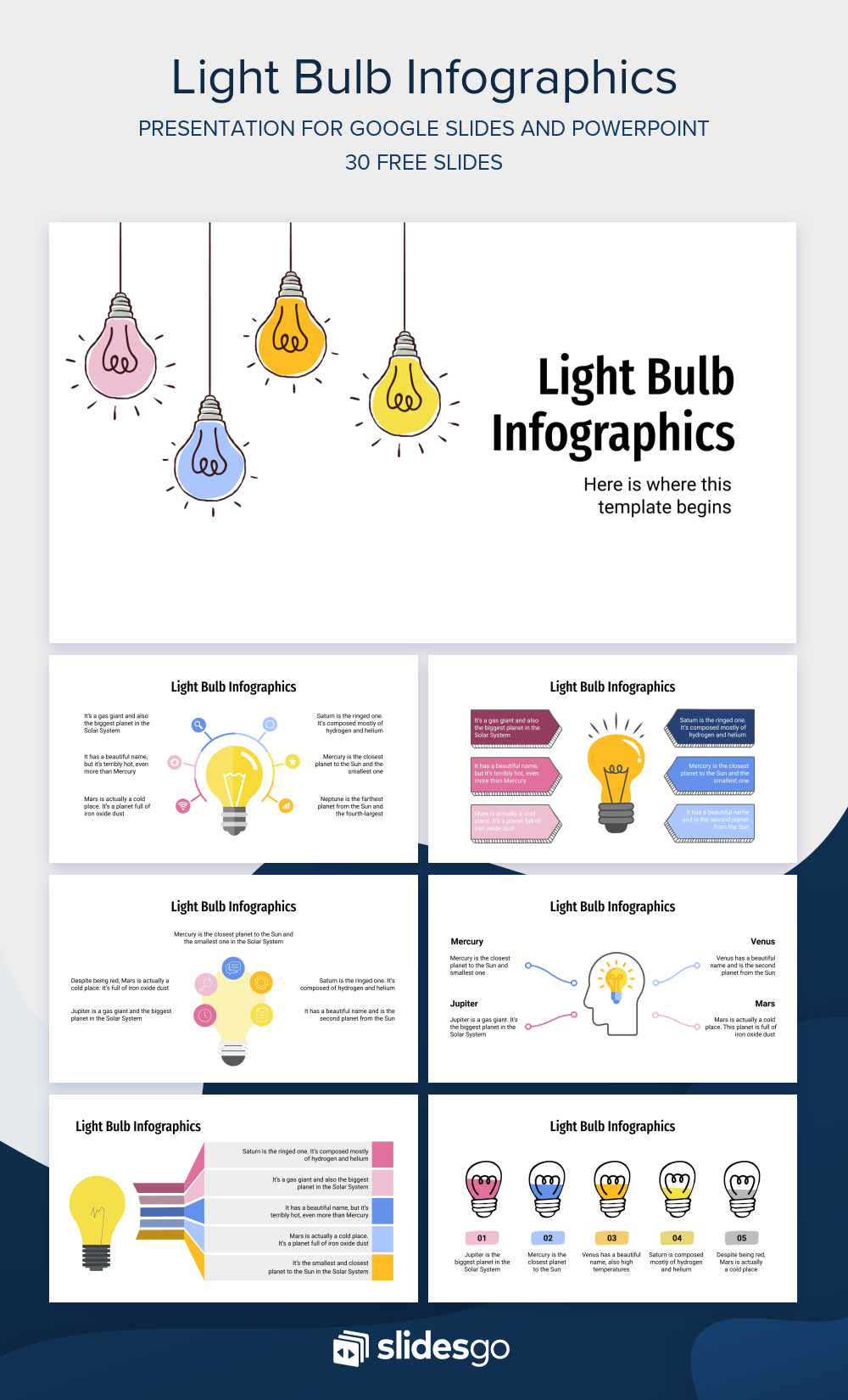 Light Bulb Infographics for Google Slides and PowerPoint