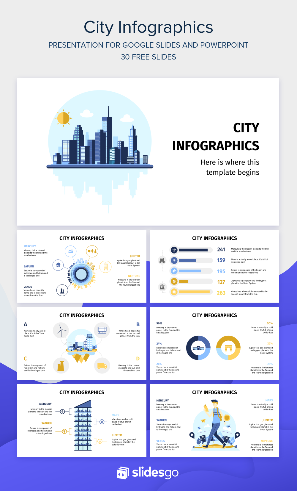 Free City Infographics for Google Slides and PowerPoint